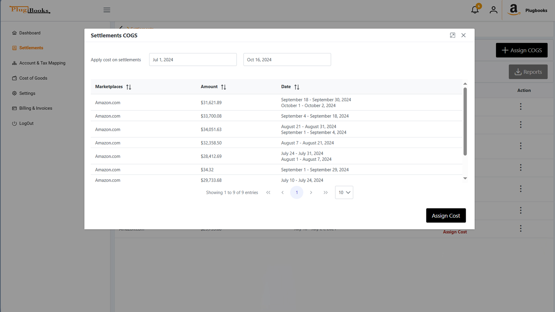 Recalculate COGS and how to Assign Costs in Settlements