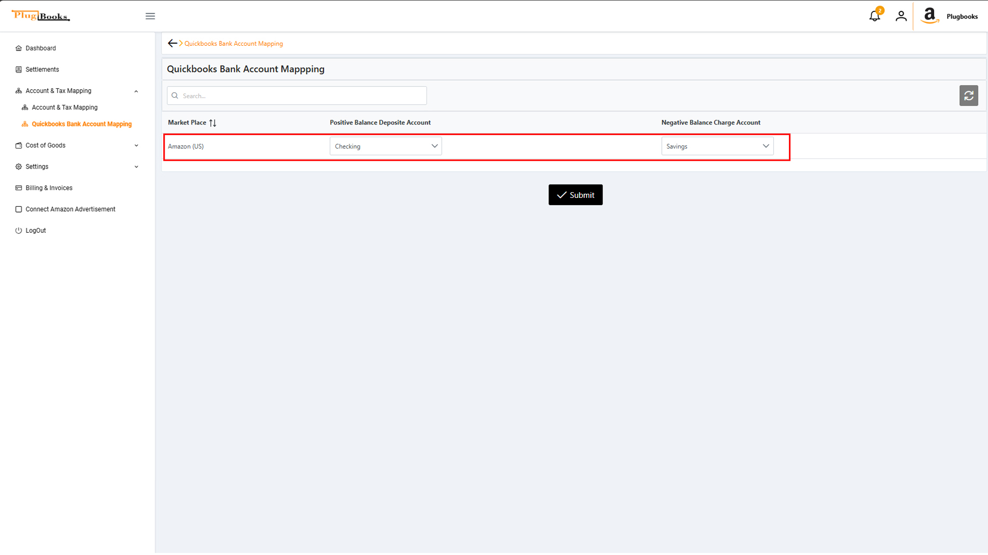 Update Bank Account Mapping for QuickBooks in Plugbooks